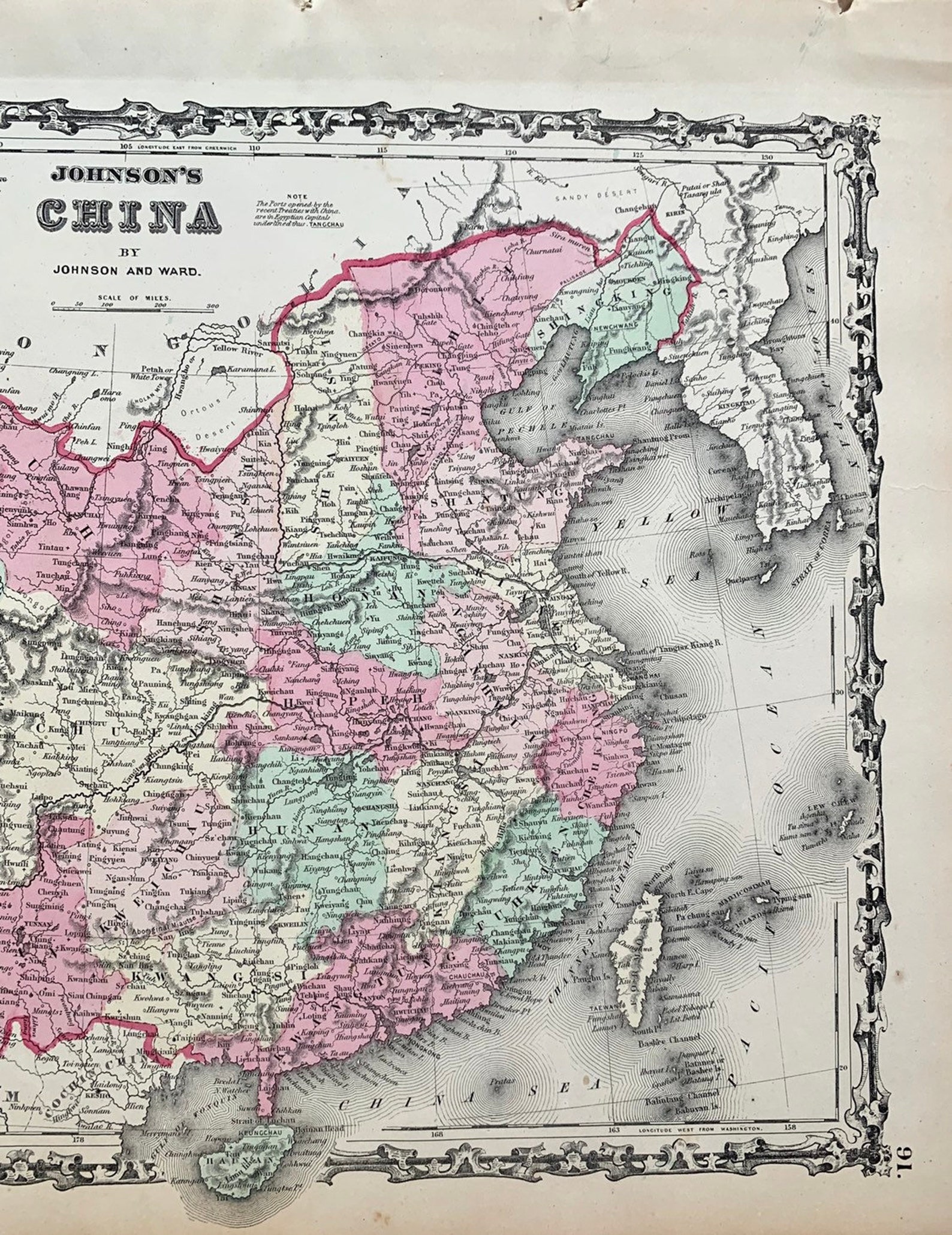 Antique Map of China Original 1863 Hand Colored Map Johnson - Etsy