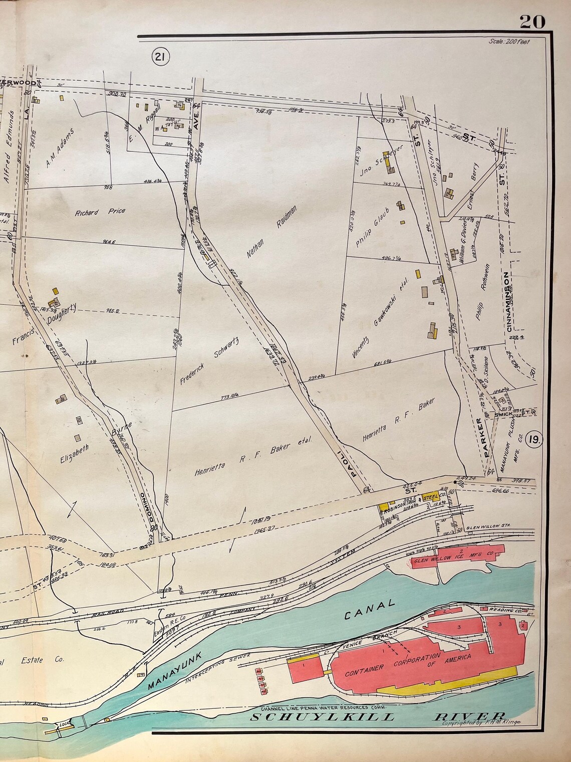 Roxborough Map, Original Ward 21 Philadelphia Atlas, Shawmont, Manayunk ...
