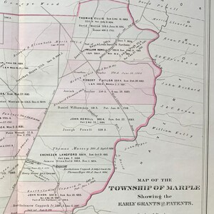 Marple Township Map, Original 1880 Delaware County Atlas, Broomall ...