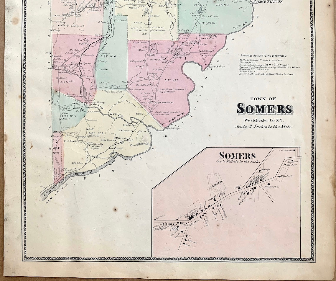 Somers Map, Original 1867 Westchester County, the Elephant Hotel - Etsy