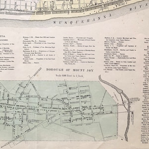 Borough of Marietta Map, Original 1864 Bridgens Lancaster County Atlas ...