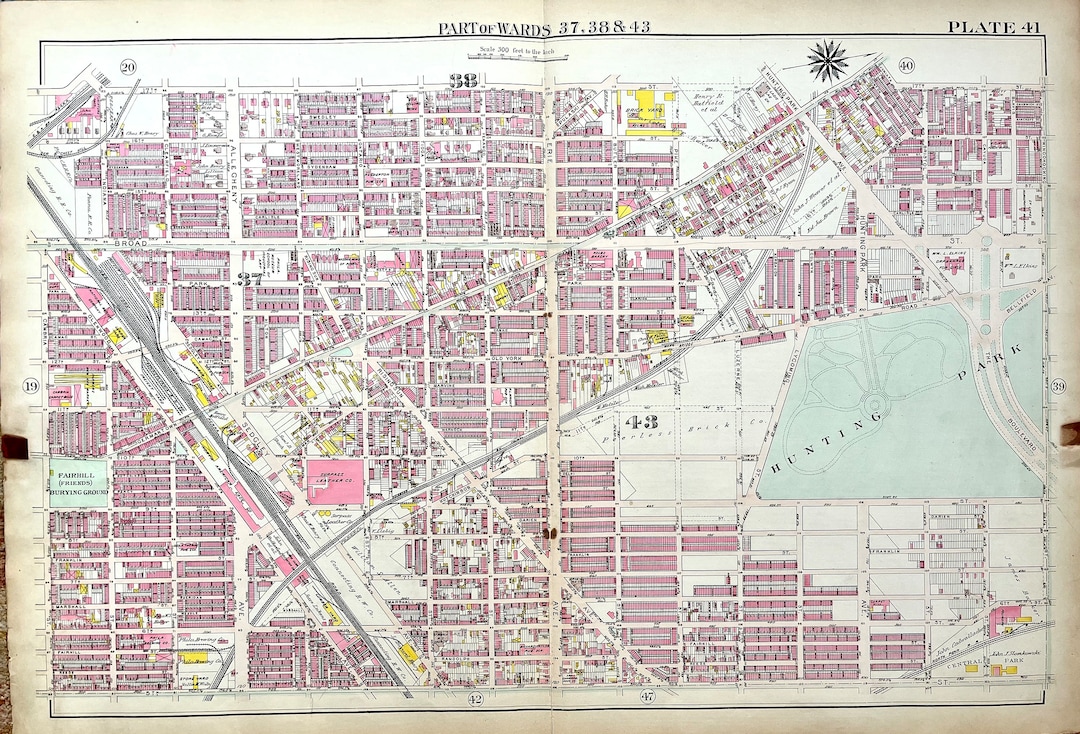 Hunting Park Map, Original 1910 Philadelphia Atlas, Nicetown, North ...