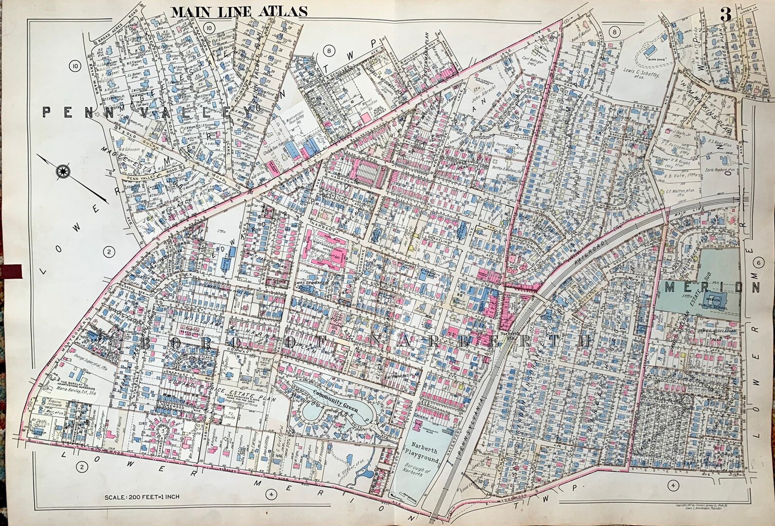 1947 Narberth Map, Original Main Line Pennsylvania Atlas Map, Penn ...