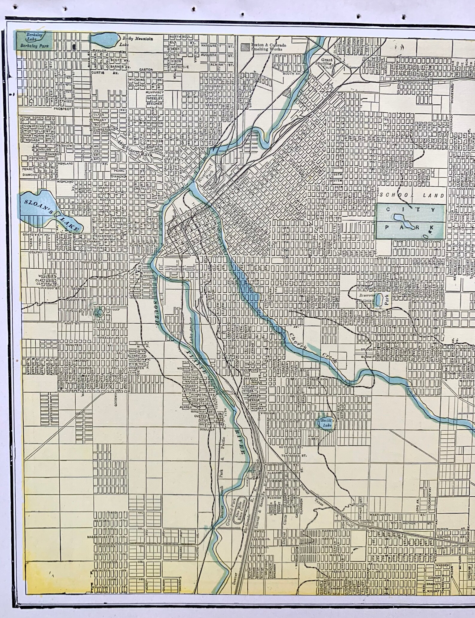 Antique Denver Map Original 1895 Crams Atlas Map Denver - Etsy