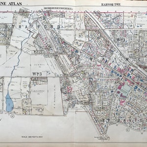 1947 Wayne Map, Original Main Line Pennsylvania Railroad Atlas Map ...