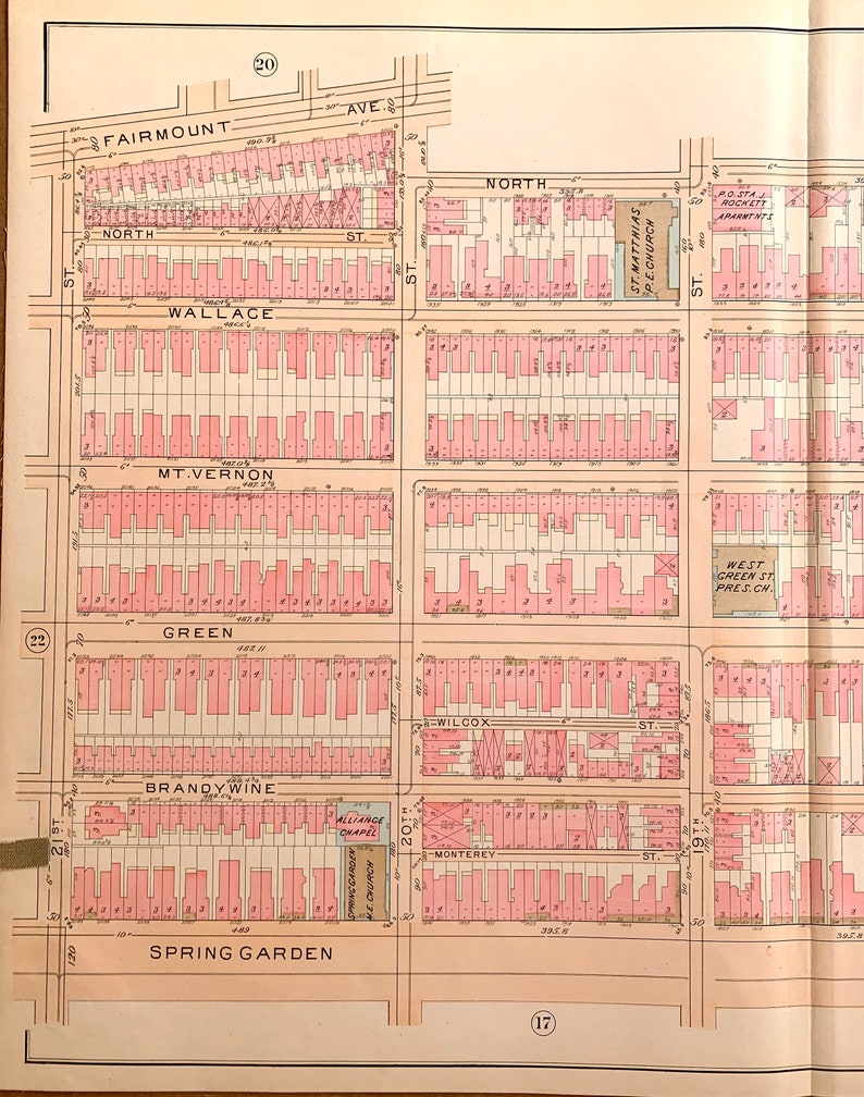 Spring Garden Map, Fairmount Map, Original 1907 City of Philadelphia ...