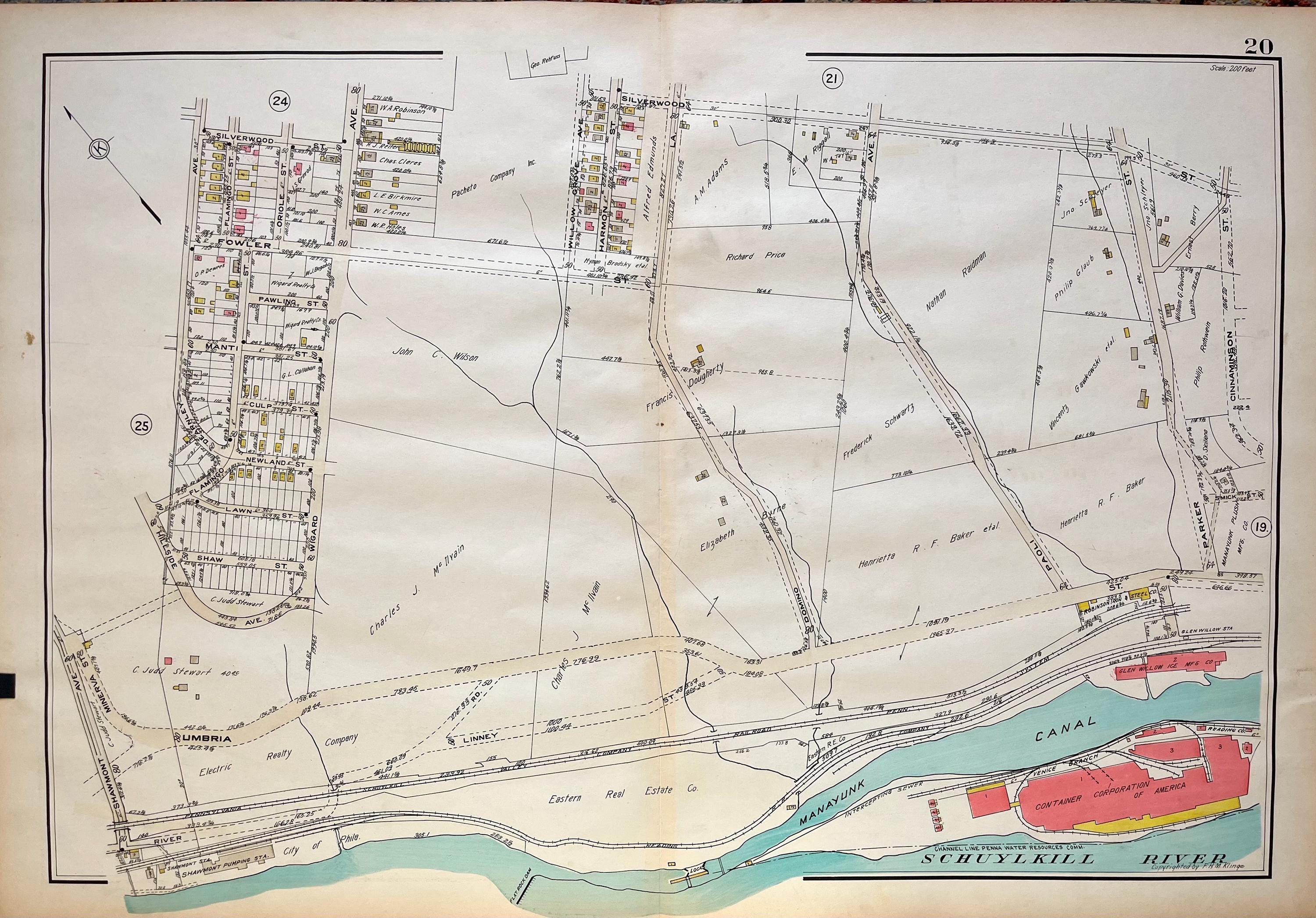 Roxborough Map, Original Ward 21 Philadelphia Atlas, Shawmont, Manayunk ...