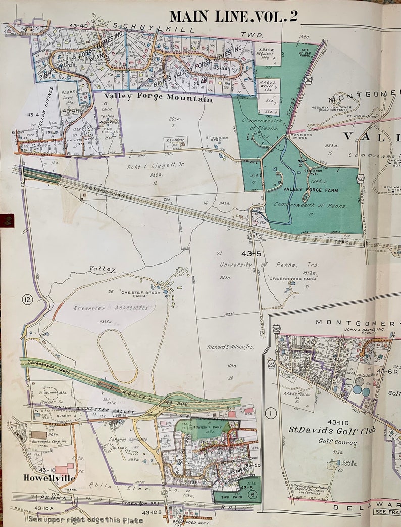 Valley Forge Map, Original 1963 Franklins Atlas, King of Prussia ...