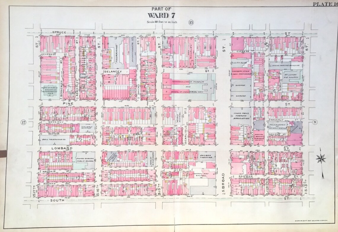 Rittenhouse Map Original 1927 City of Philadelphia Atlas Map - Etsy