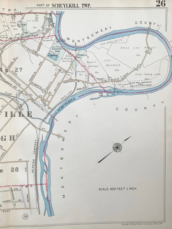 Globes & Maps Valley Forge Perkiomen Junction Schuylkill Township Map ...