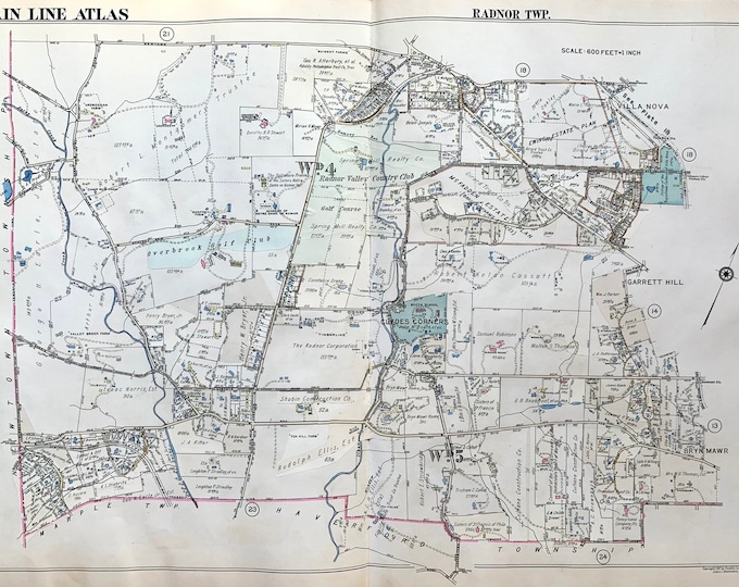 1947 Radnor Map Original Main Line Pennsylvania Railroad - Etsy