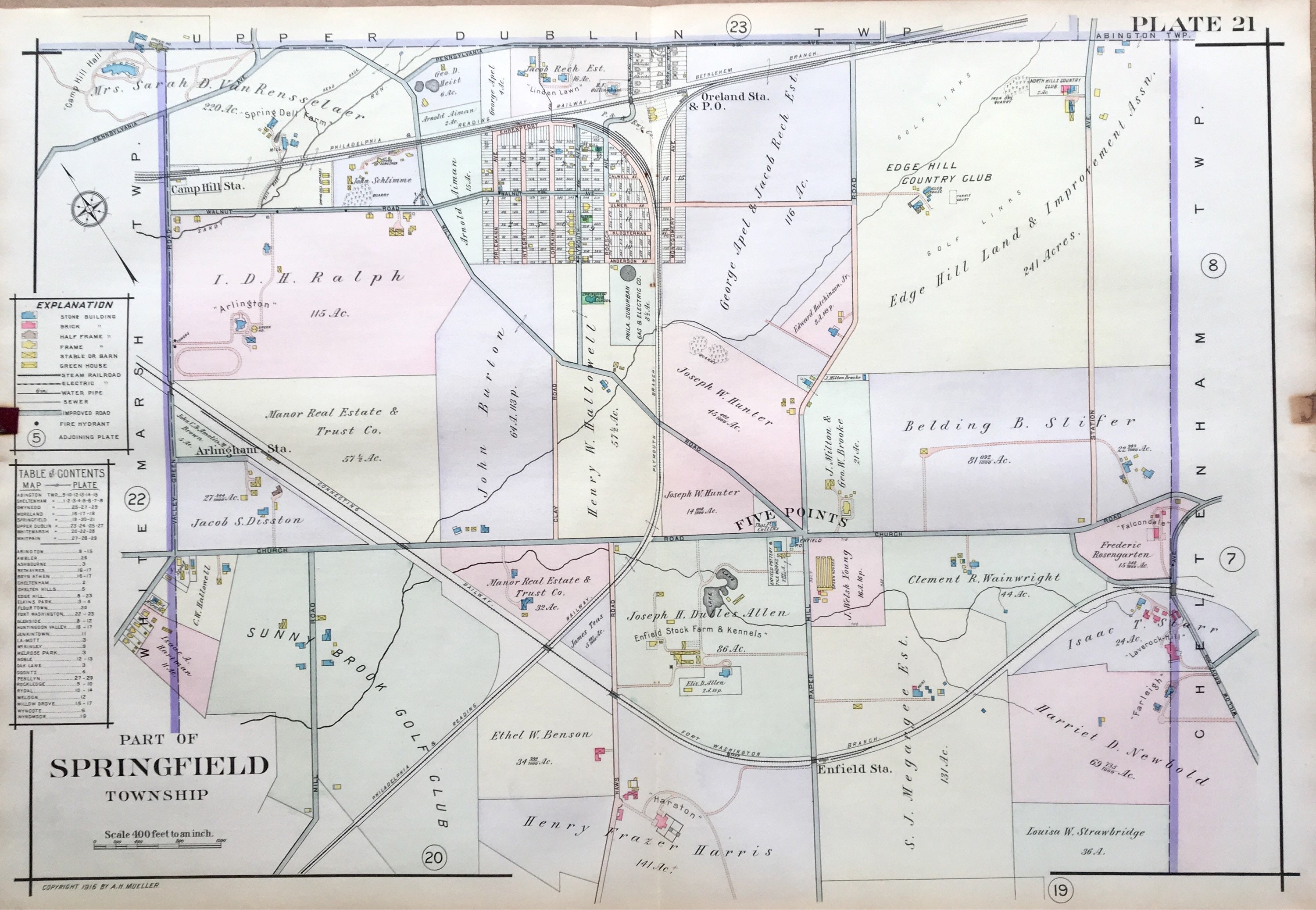Springfield Township Map Original 1916 North Penn Atlas - Etsy