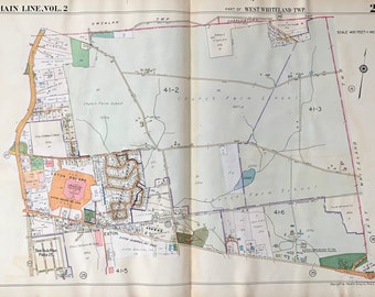 West Whiteland Township Map, Original 1873 Chester County Pennsylvania ...
