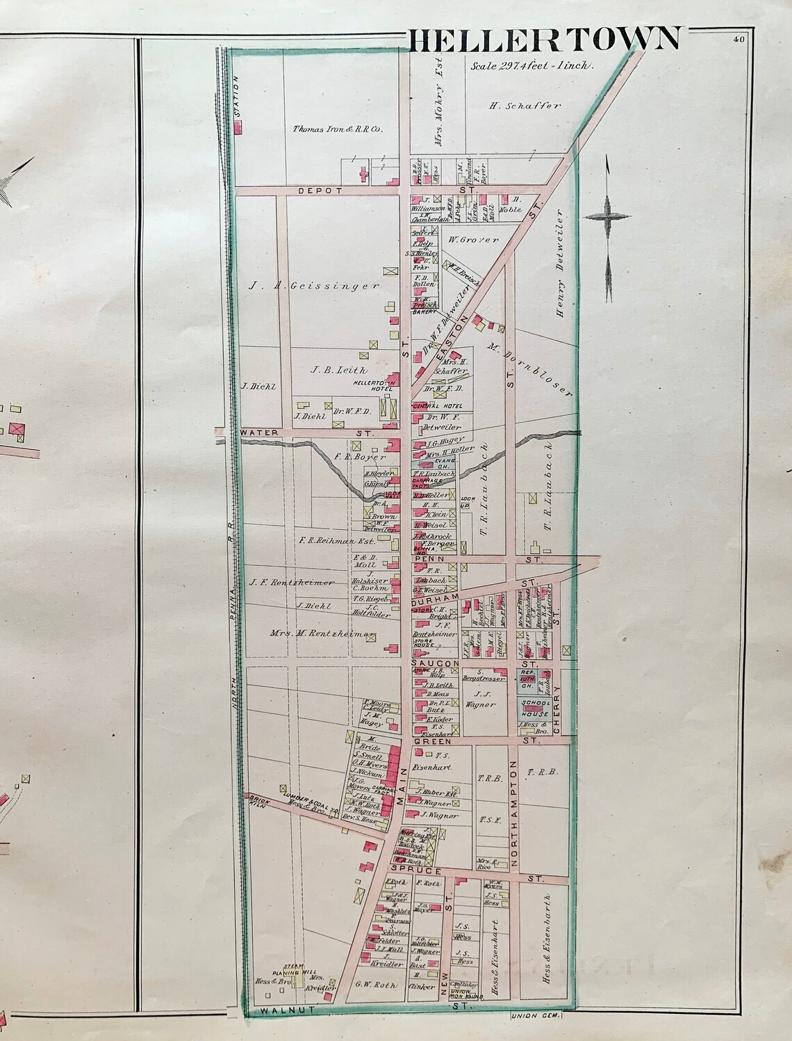 Antique Penllyn Map Hellertown Map Original 1886 North - Etsy