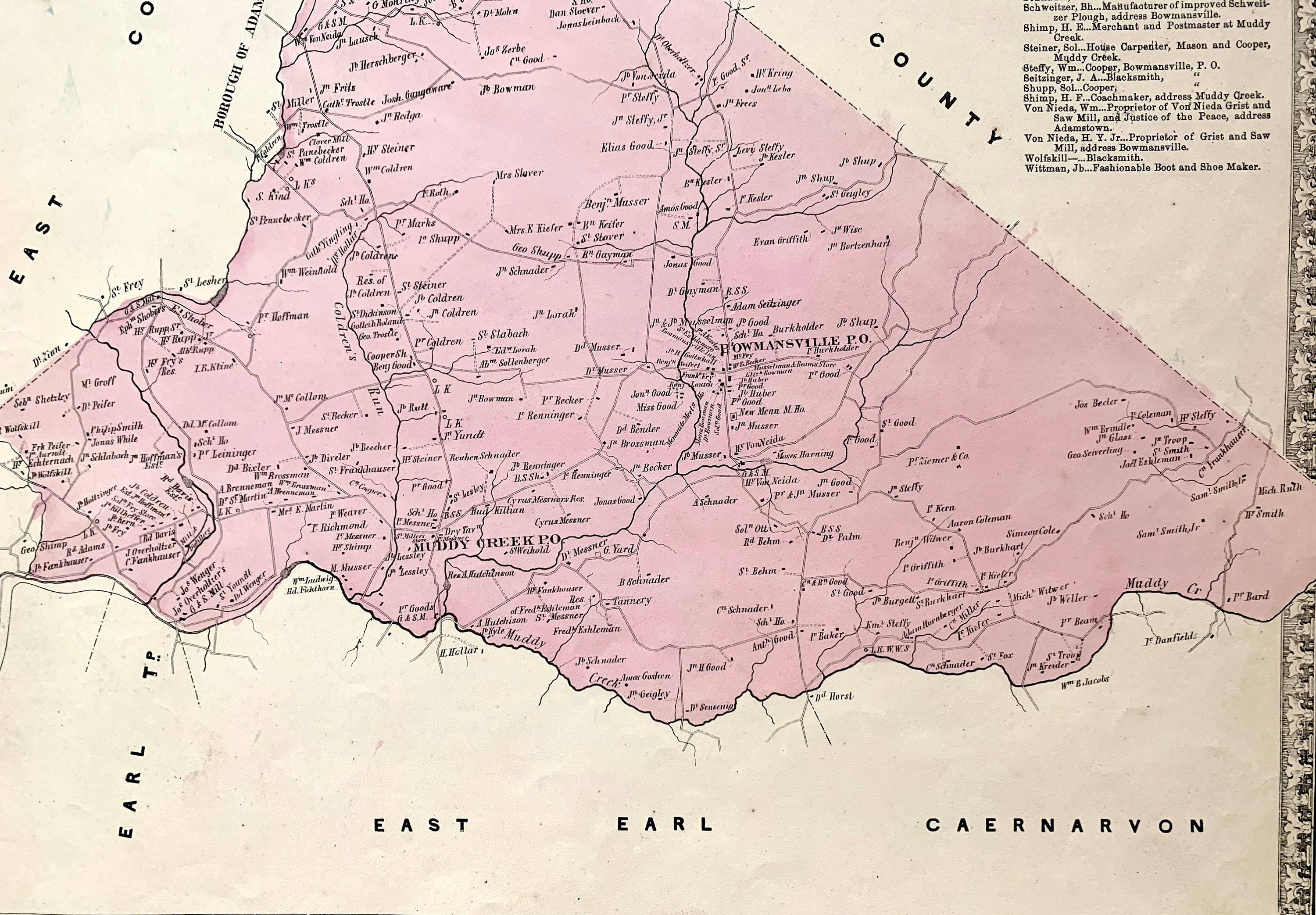 Brecknock Township Map Original 1864 Lancaster County Atlas - Etsy