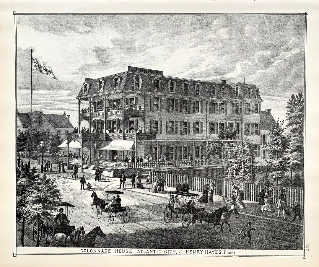 Atlantic City Print, Original 1878 New Jersey Shore Atlas, Colonnade ...