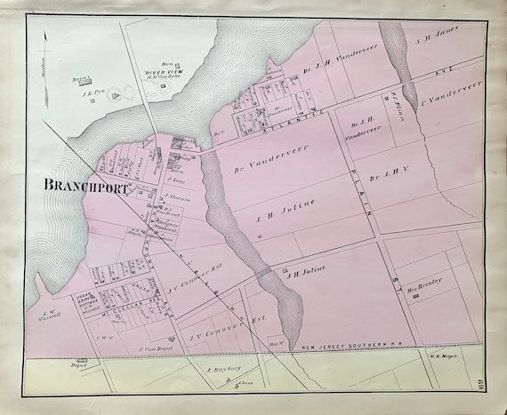 Branchport Map Original 1873 Monmouth County Atlas Long | Etsy