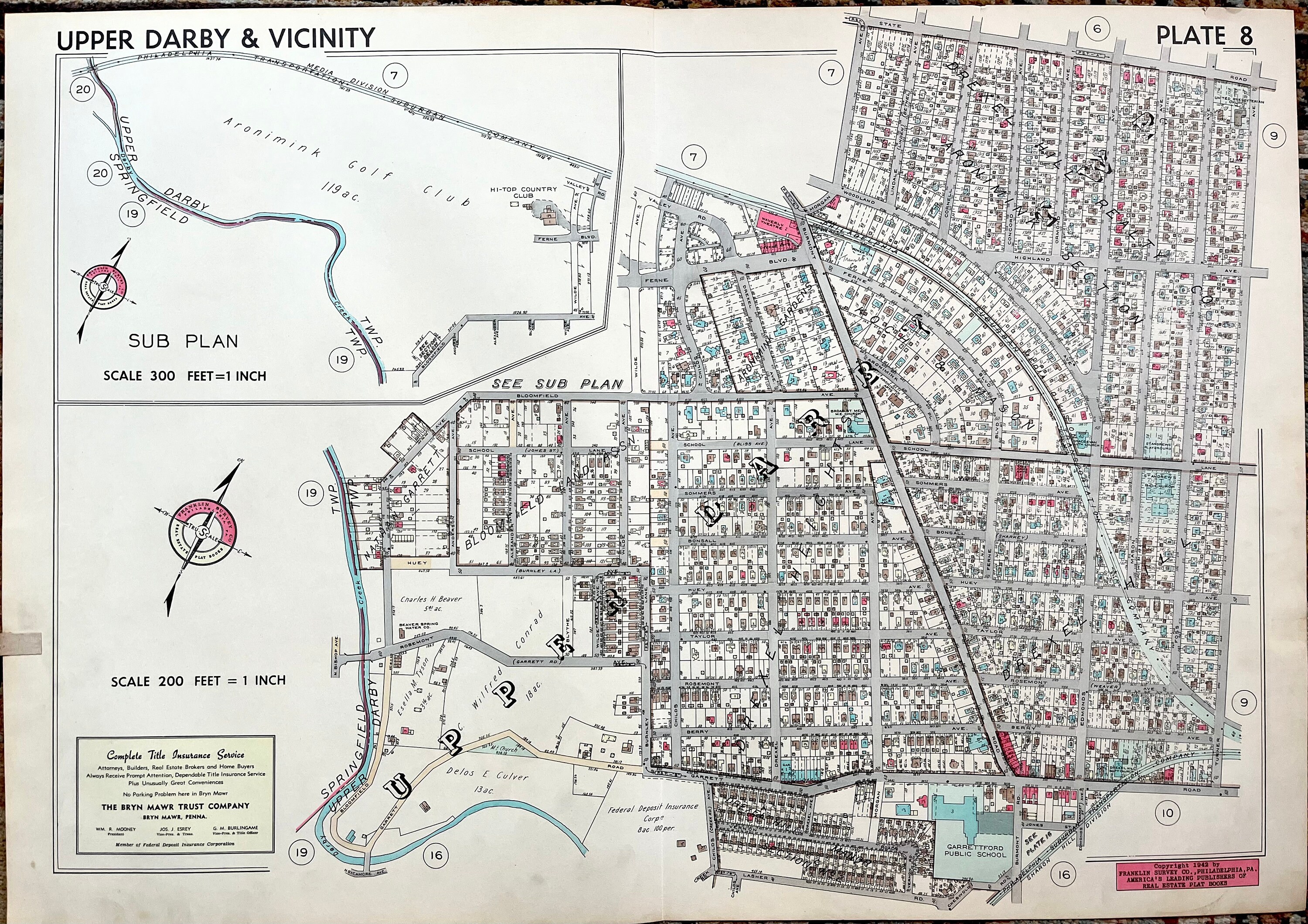 Drexel Hill Map, Original 1942 Upper Darby Atlas, - Etsy