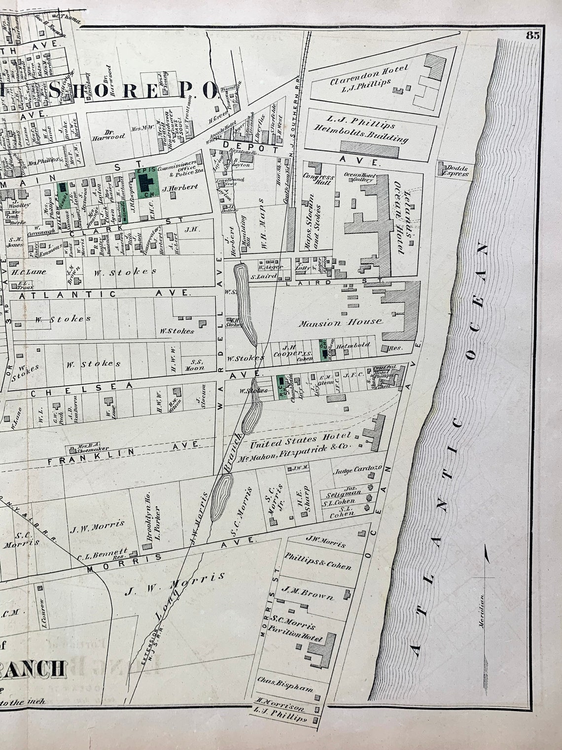 Long Branch Map Original 1873 Monmouth County New Jersey - Etsy