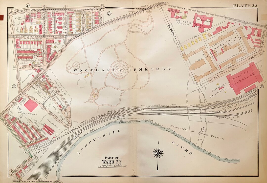 University of Pennsylvania Map, Original 1926 West Philadephia Atlas ...