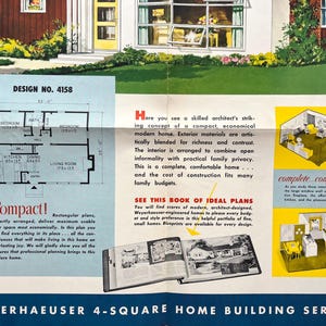 Vintage House Plan Poster, Original 1950s Weyerhaeuser Mid Century ...