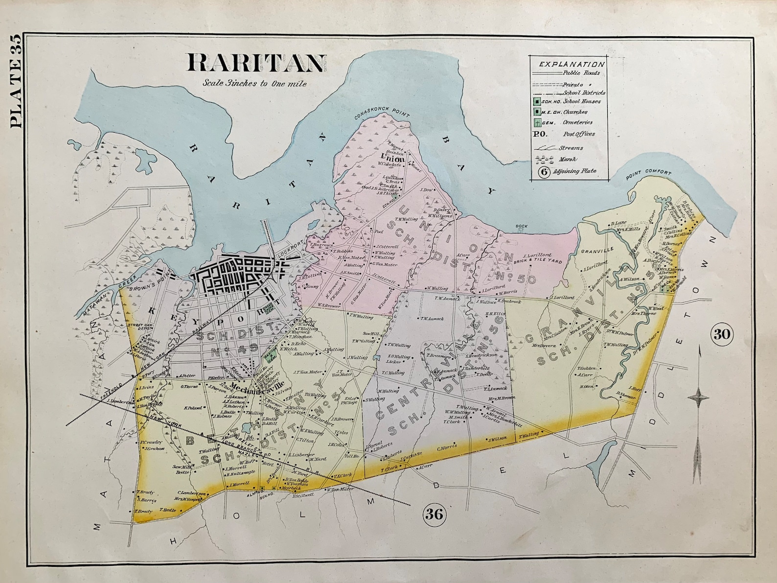 Keyport Map, Original 1889 Monmouth County New Jersey, Union Beach ...