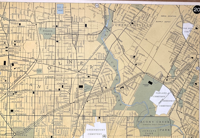 North Philadelphia Map, Original 1951 City of Philadelphia Atlas, Logan ...