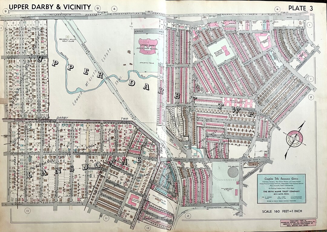 Lansdowne Map, Original 1942 Upper Darby Atlas, Barclay Square - Etsy