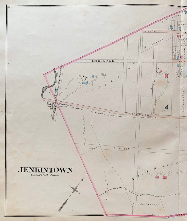 Antique Jenkintown Map Original 1886 North Pennsylvania | Etsy