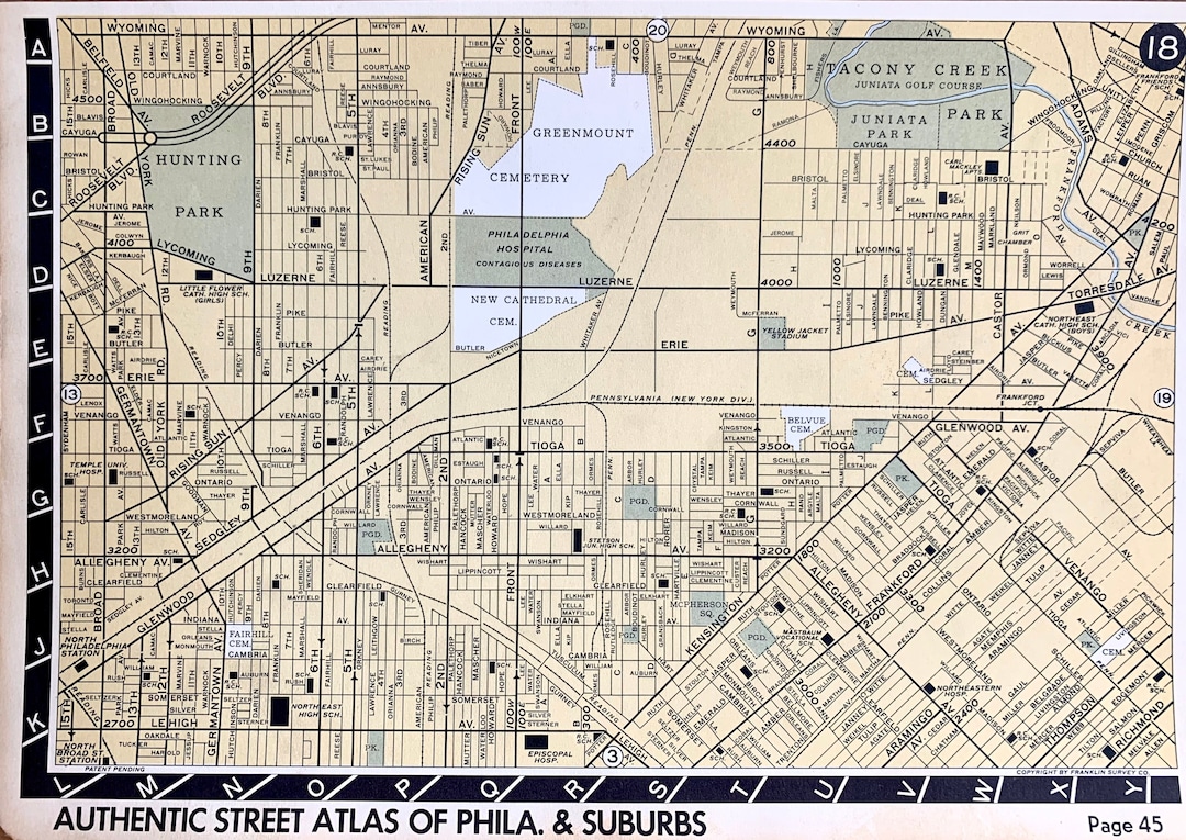 North Philadelphia Map, Original 1951 City of Philadelphia Atlas ...