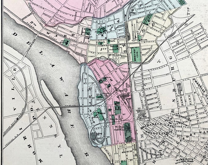 Trenton Map Original 1872 State of New Jersey Atlas City of - Etsy