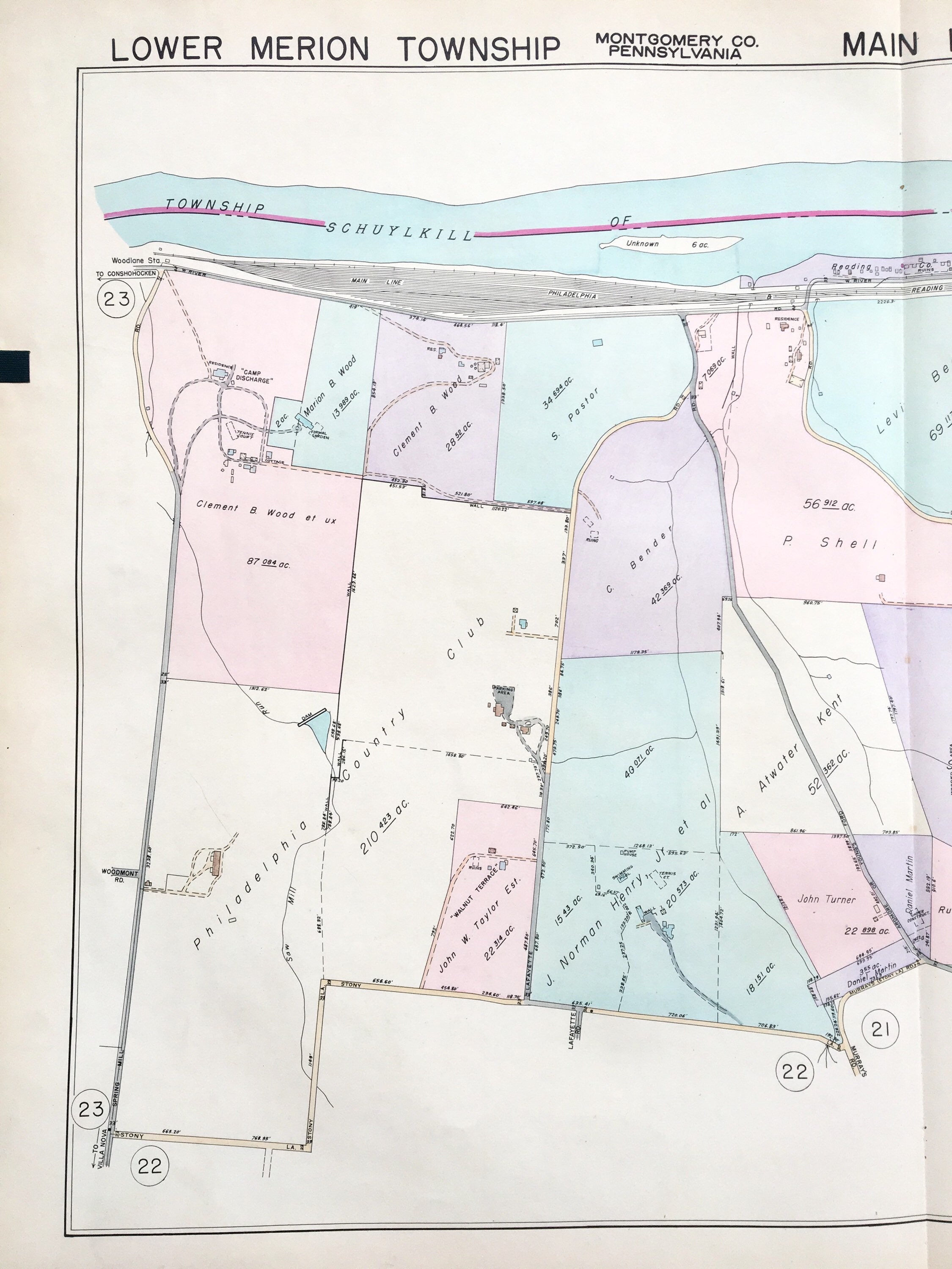 Merion Square 1937 Main Line Property Atlas Map of Lower - Etsy