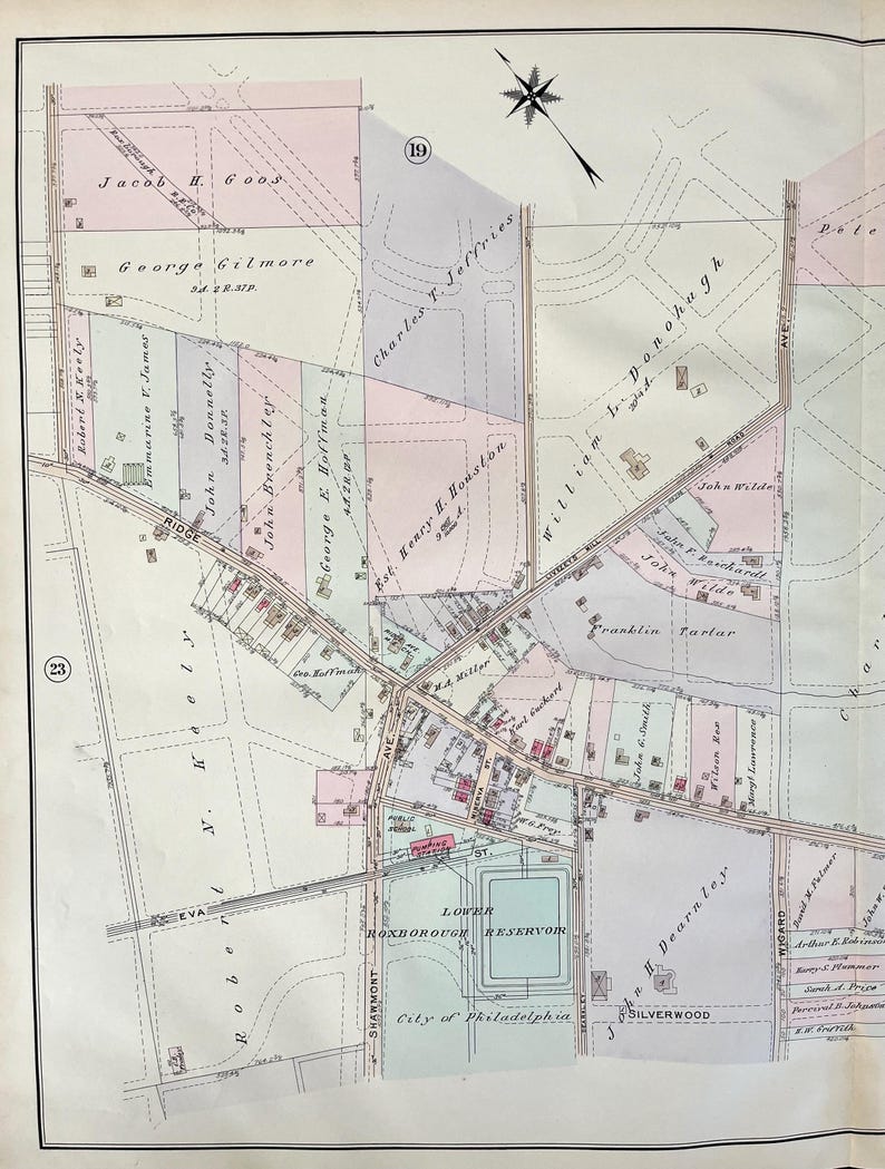 Roxborough Map, Original 1911 City of Philadelphia Atlas, Shawmont Map ...