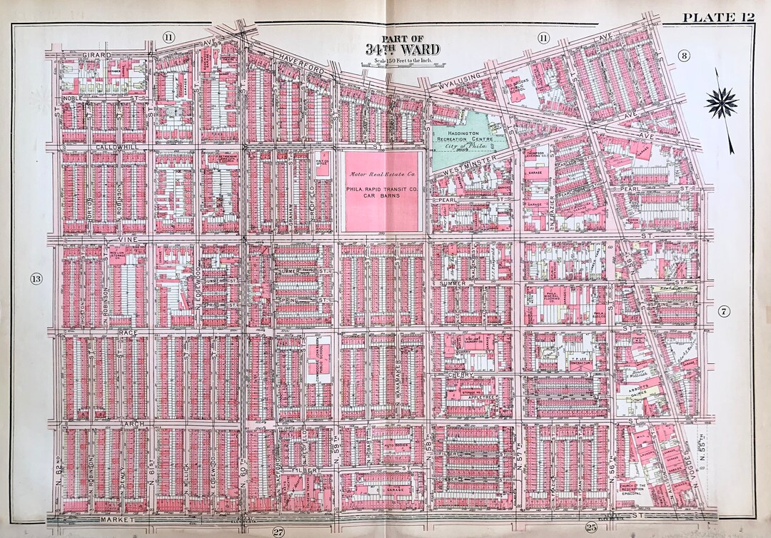 West Philadelphia Map, Haddington, Original 1926 City of Philadelphia ...