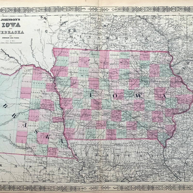 Map of Iowa - Etsy