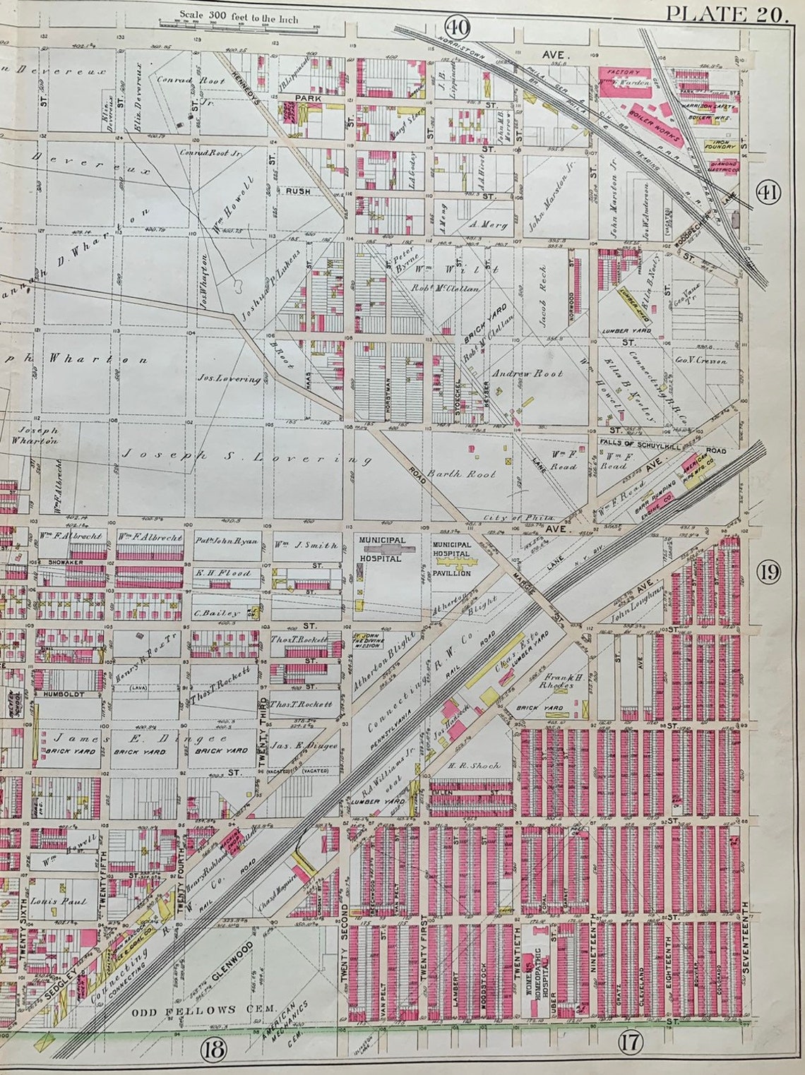 Fairmount Park Map, Original 1895 Philadelphia Atlas, Strawberry ...