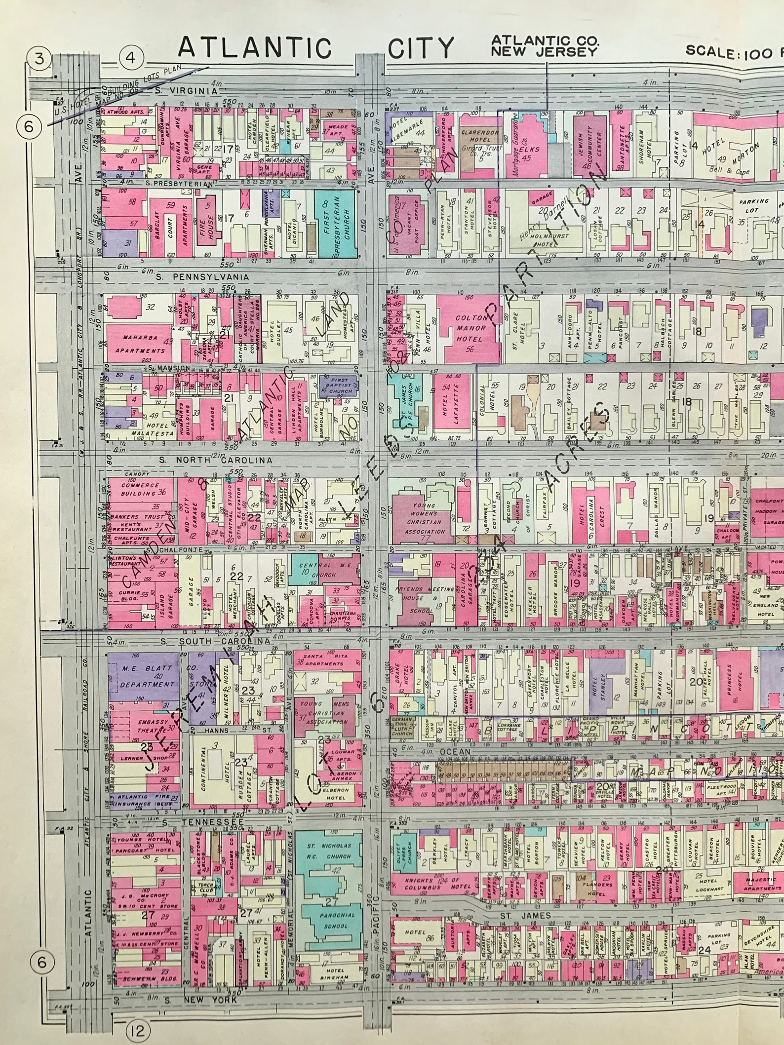 Atlantic City Map, Original 1938 Absecon Island Atlas, Steel Pier ...