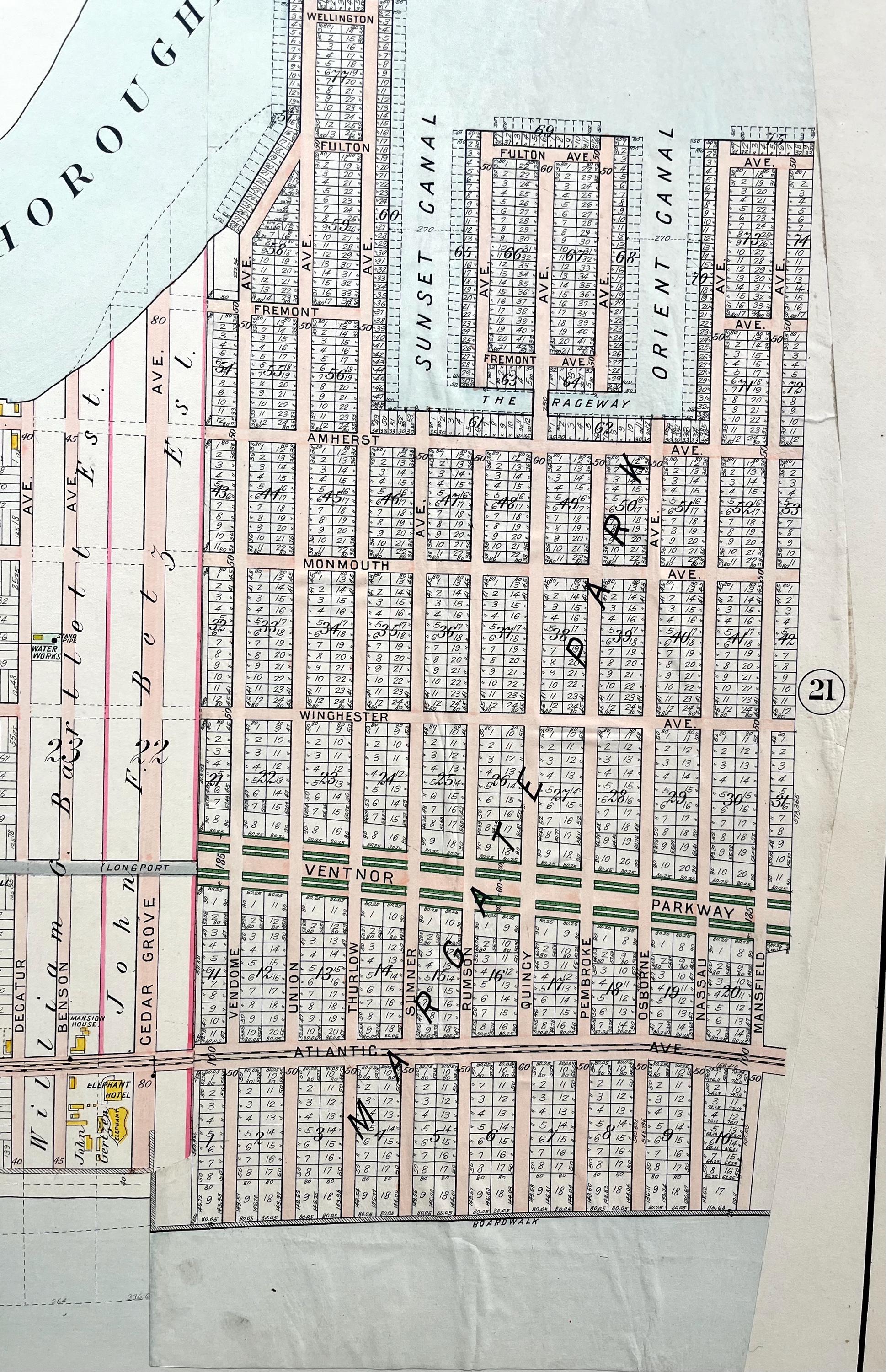 Antique Longport Map, Original 1908 Absecon Island, Margate, Atlantic ...