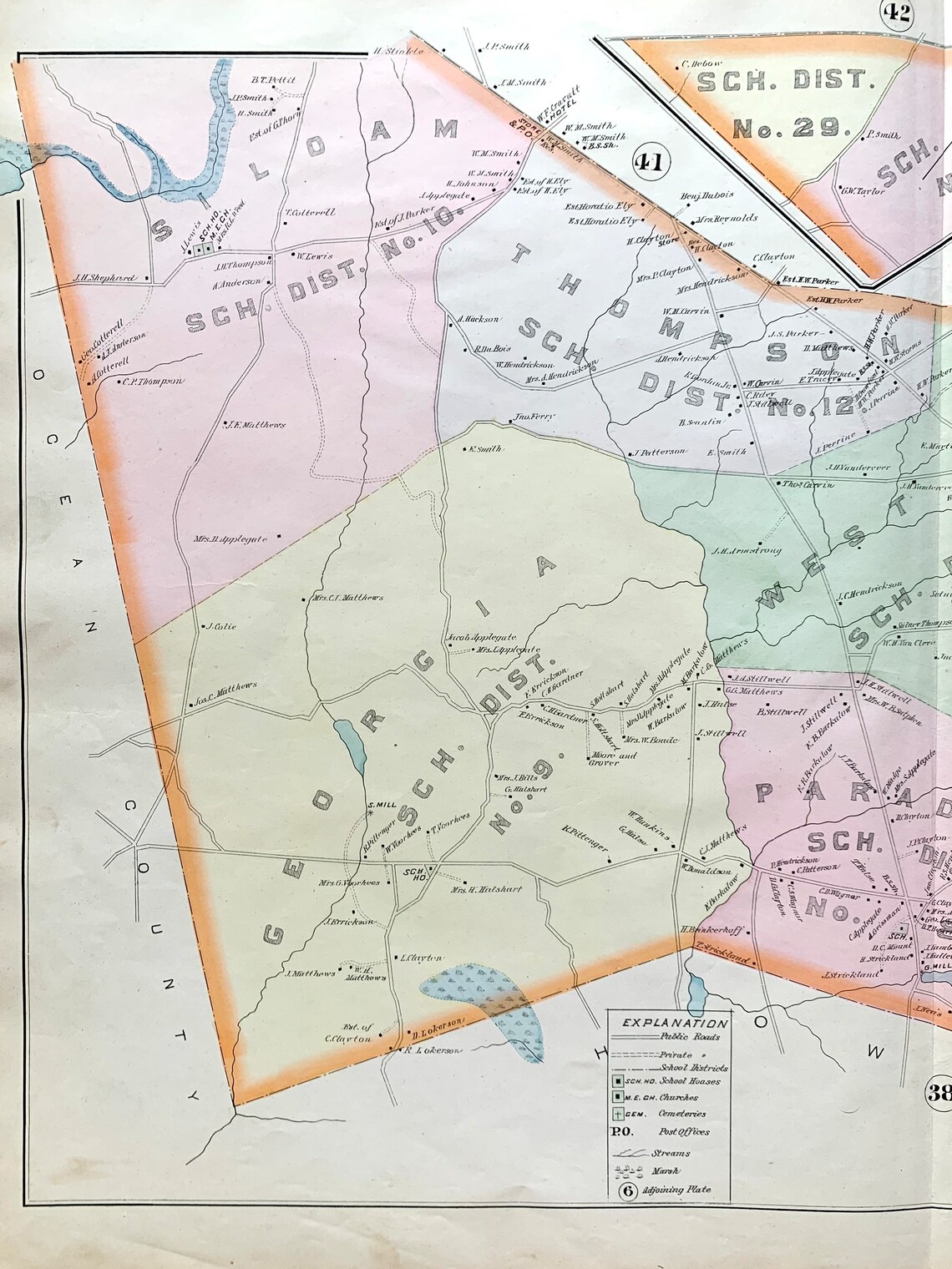 Freehold Township Map Original 1889 Monmouth County Atlas - Etsy
