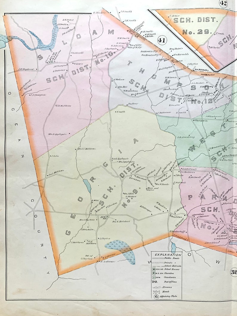 Freehold Township Map Original 1889 Monmouth County Atlas - Etsy