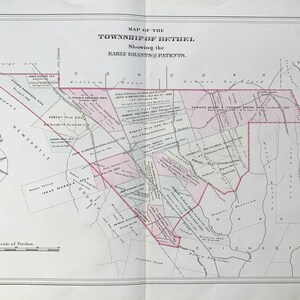 Bethel Township Map, Original 1880 Delaware County Atlas, Land Grants ...