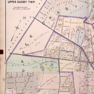 Clifton Heights Map, Upper Darby, Original 1909 Delaware County Atlas ...
