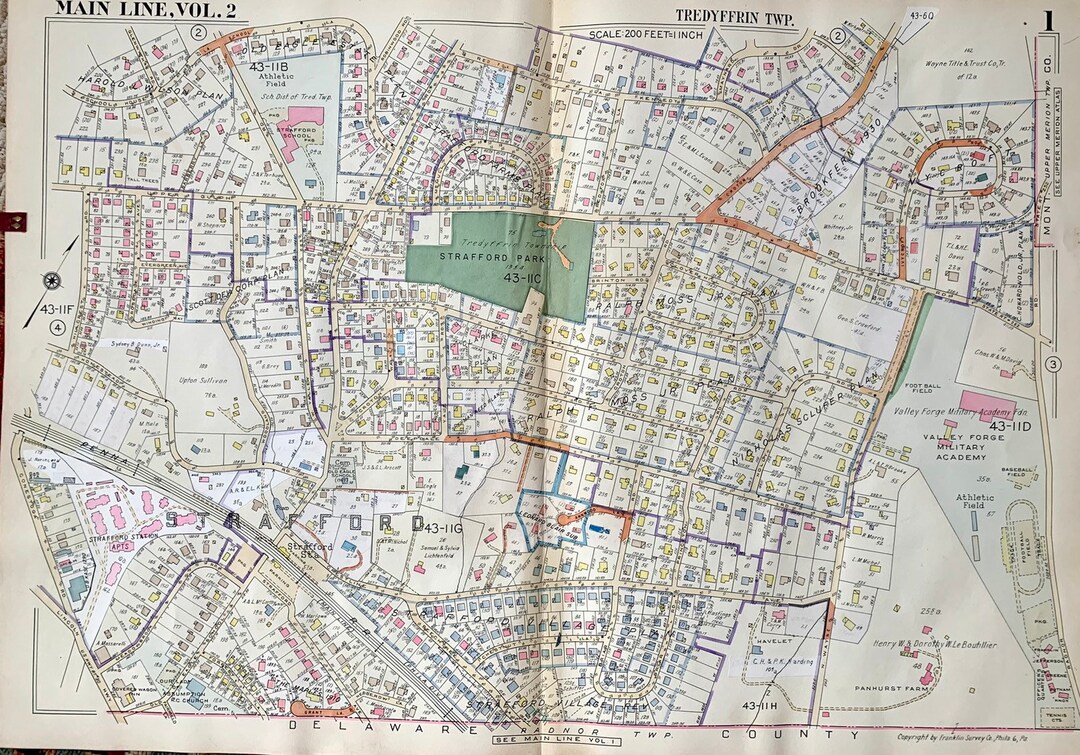 Tredyffrin Township Map, Original 1963 Pennsylvania Main Line Atlas ...