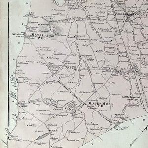 Manalapan Township Map, Original 1873 Monmouth County, New Jersey Atlas ...
