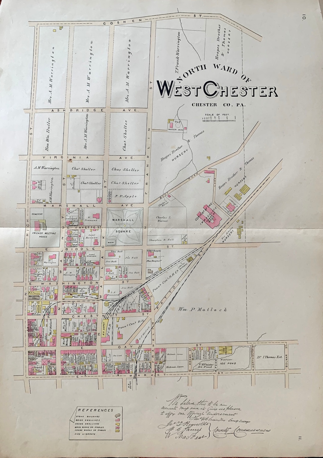 West Chester Pennsylvania Map, Original 1883 Chester County Farm Atlas ...