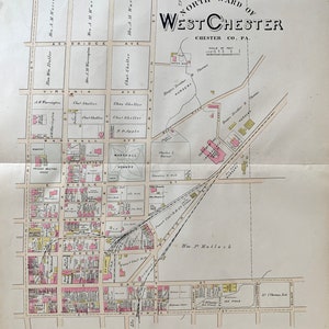 West Chester Pennsylvania Map, Original 1883 Chester County Farm Atlas ...