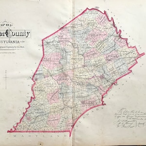 Chester County Map, Original 1883 Chester County Pennsylvania Farm ...