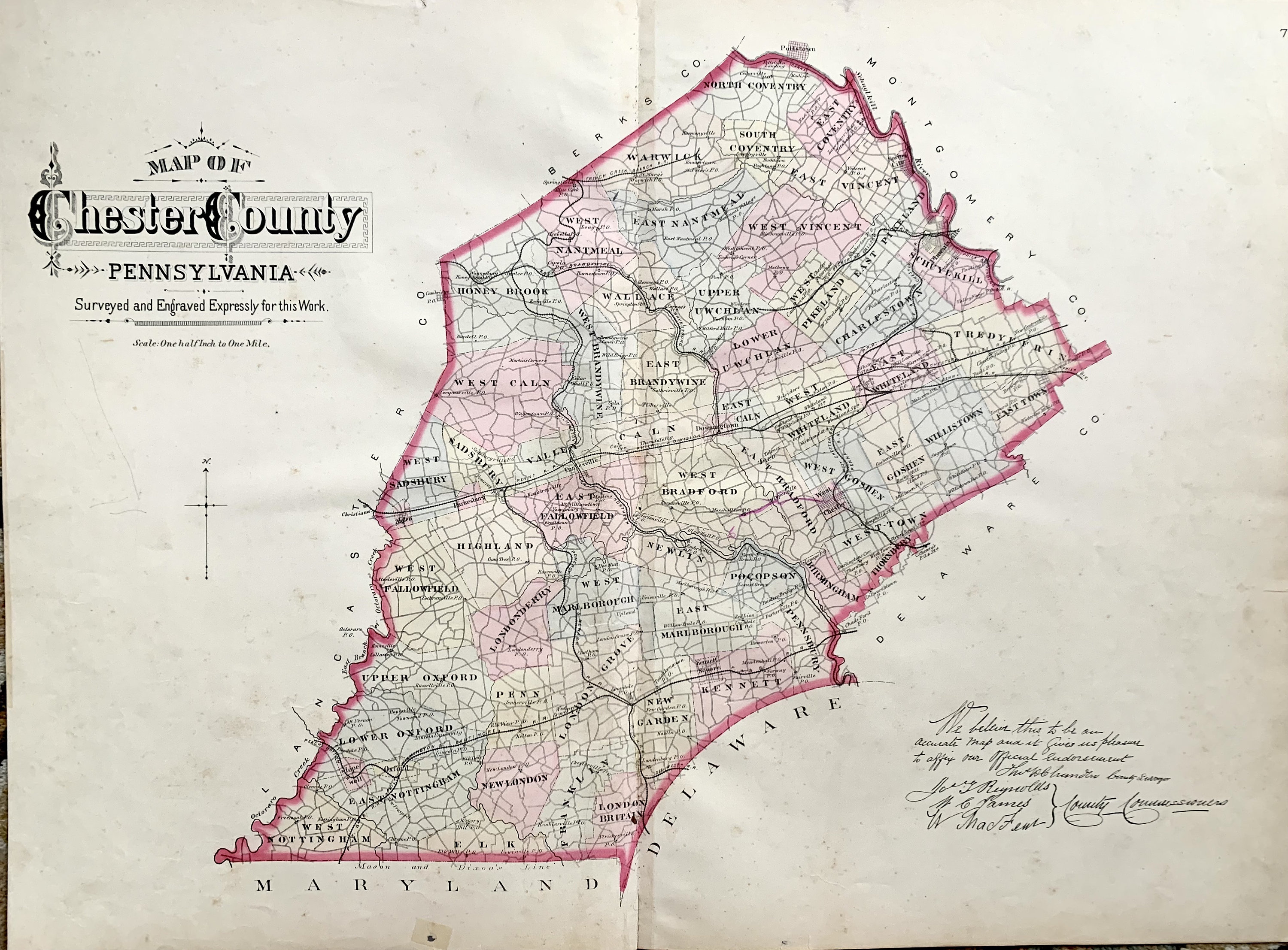 Chester County Map, Original 1883 Chester County Pennsylvania Farm ...