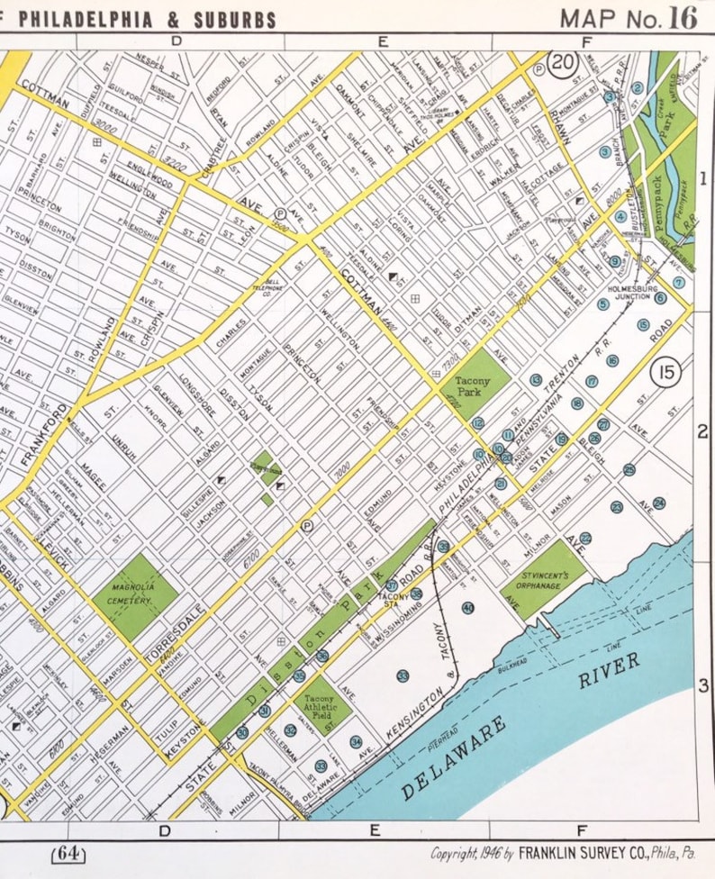 Tacony Map Original 1946 Philadelphia Atlas Mayfair - Etsy