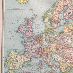 Europe Map, Original 1922 Times Atlas, Europe Political Map, France ...